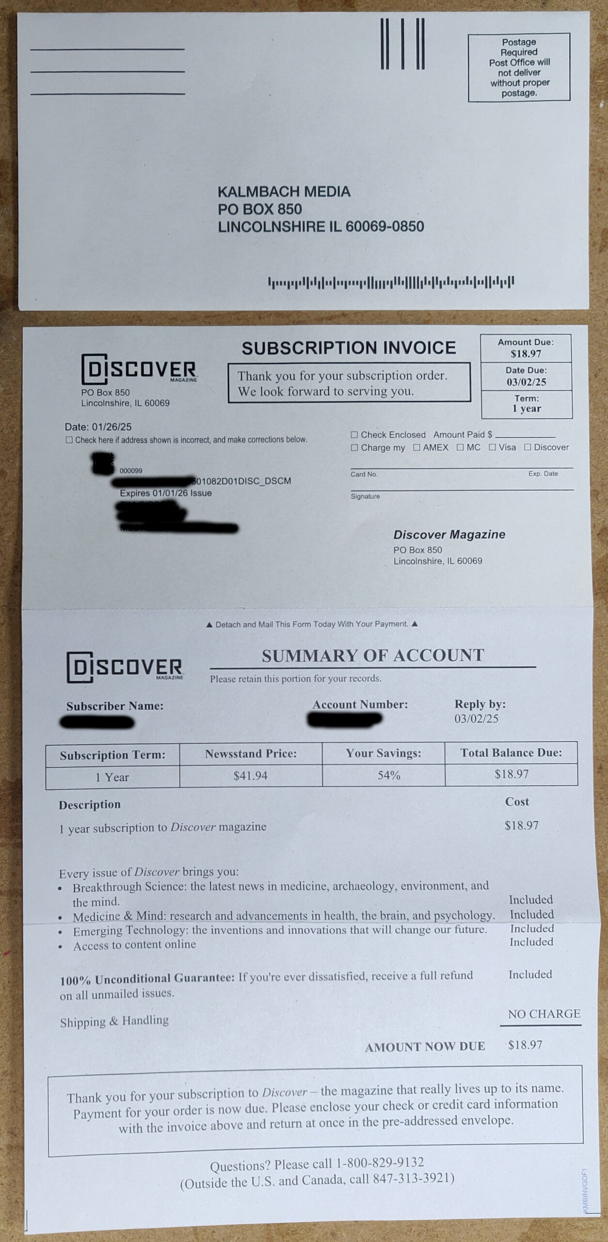 Kalmbach Media / Discover Magazine Subscription Scam – Outguessing the ...